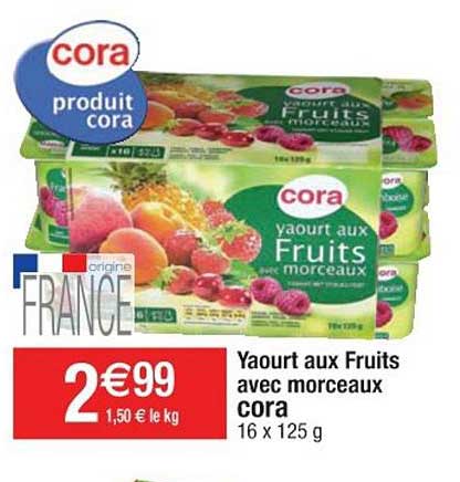 Promo Yaourt Aux Fruits Avec Morceaux Cora chez Cora - iCatalogue.fr
