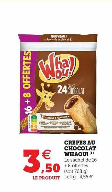 Offre Crêpes Chocolat Whaou! -60% Sur Le 2ème chez Carrefour Market