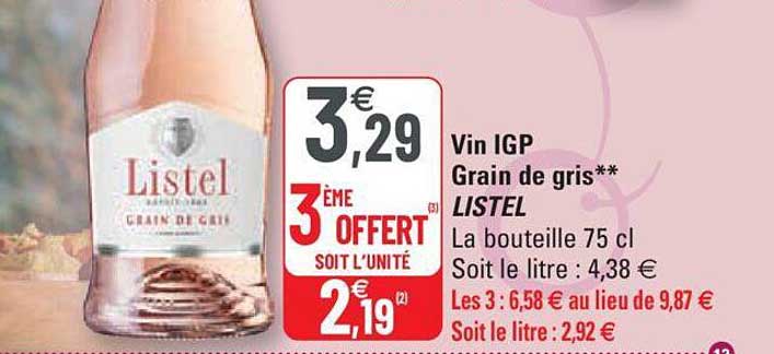 Promo Vin Igp Grain De Gris Listel chez G20 - iCatalogue.fr
