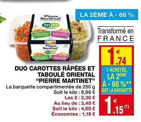 Promo Duo Carottes Râtées Et Taboulé Oriental Pierre Martinet La 2ème à ...
