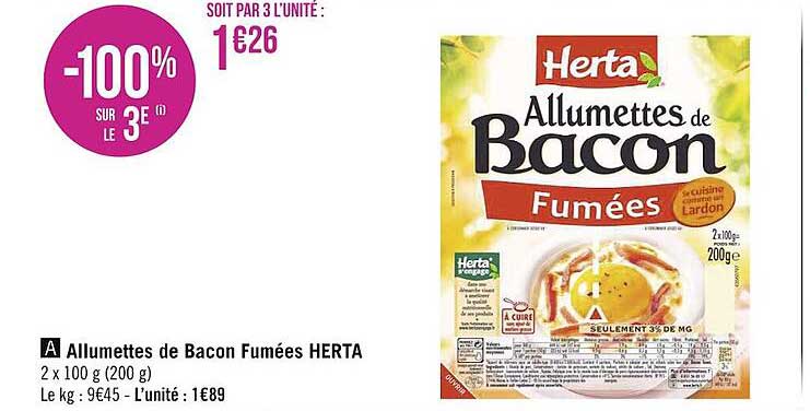 Promo Allumettes De Bacon Fumées Herta chez Géant Casino - iCatalogue.fr