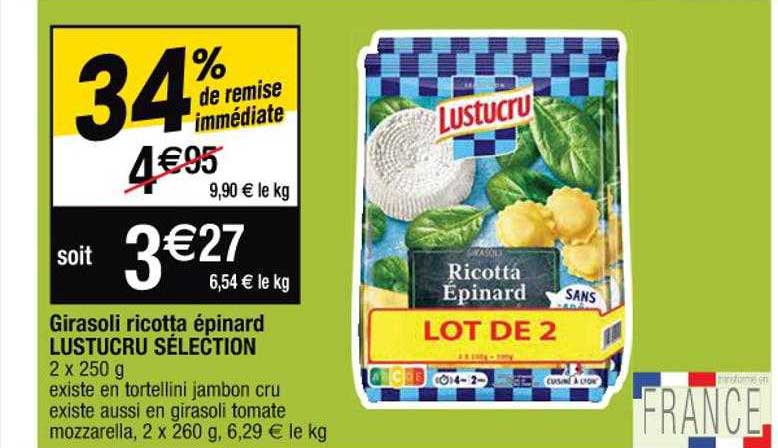 Promo Girasoli Ricotta épinard Lustucru Sélection chez Cora - iCatalogue.fr