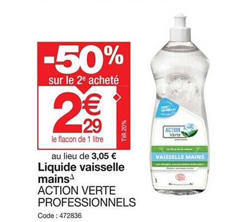 Promo Liquide Vaisselle Mains Action Verte Professionnels chez Promocash - iCatalogue.fr