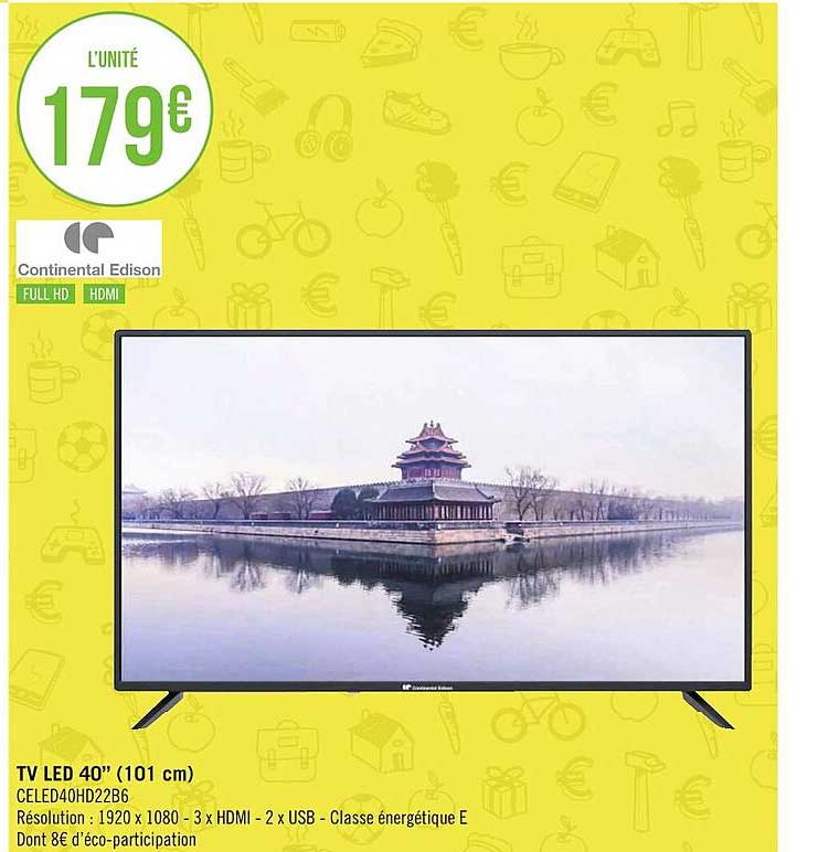 Promo Tv Led 40" Continental Edison chez Géant Casino - iCatalogue.fr