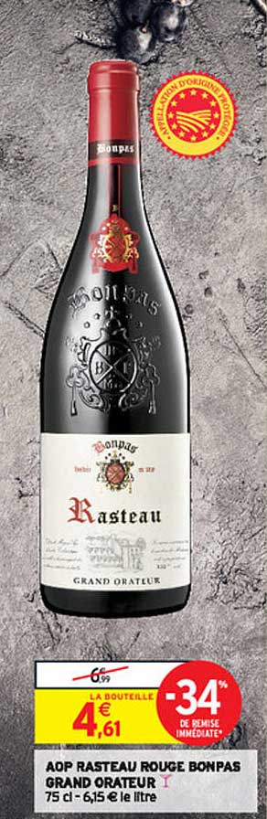 Promo Aop Rasteau Rouge Bonpas Grand Orateur chez Intermarché ...