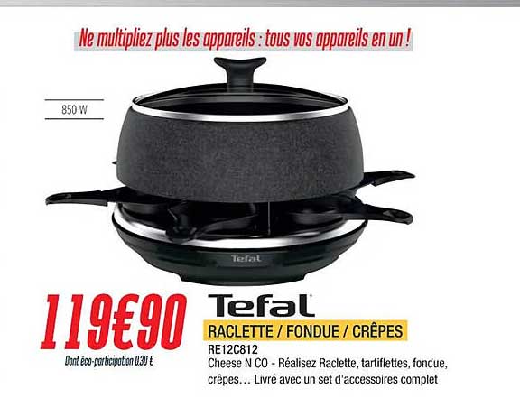 Promo Raclette / Fondue / Crêpes Tefal chez Proxi confort - iCatalogue.fr