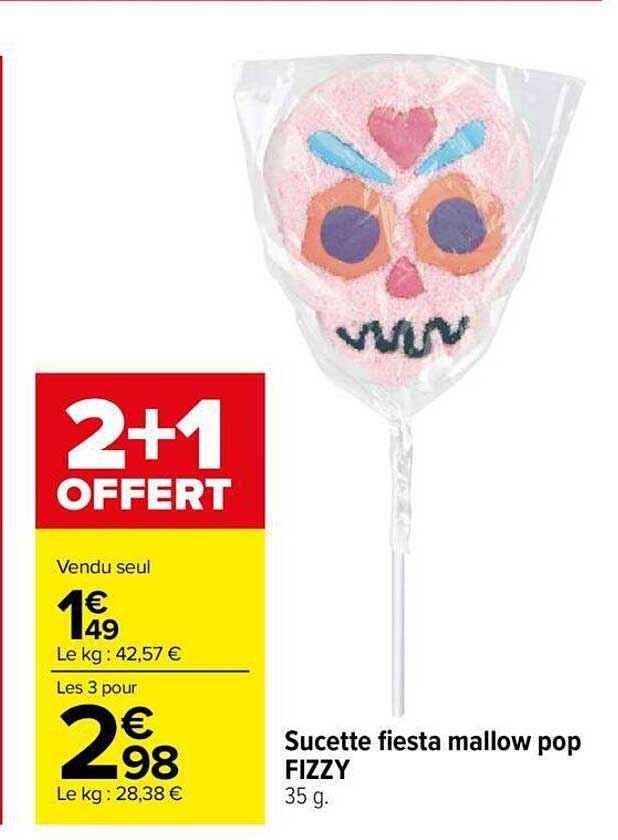 Promo Sucette Fiesta Mallow Pop Fizzy chez Carrefour - iCatalogue.fr
