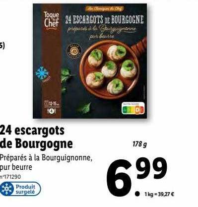 Promo 24 Escargots De Bourgogne Toque Du Chef chez Lidl - iCatalogue.fr