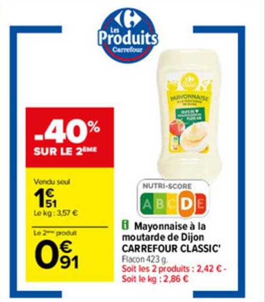 Promo Mayonnaise à La Moutarde De Dijon Carrefour Classic' chez ...