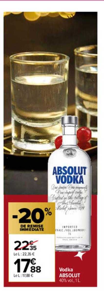 Promo Vodka Absolut -20% De Remise Immédiate chez Carrefour - iCatalogue.fr