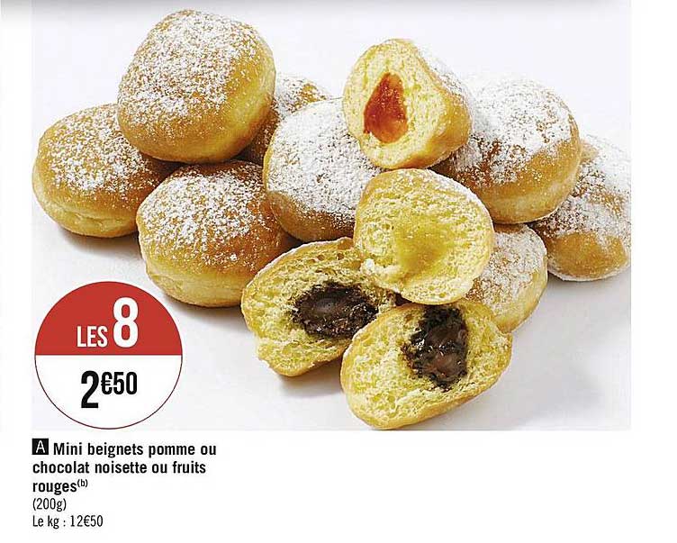 Promo Mini Beignets Pomme Ou Chocolat Noisette Ou Fruits Rouges chez ...