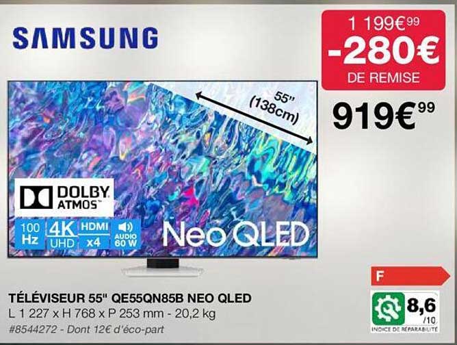 Promo Téléviseur 55" Qe55qn85b Neo Qled 138 Cm Samsung chez Costco ...