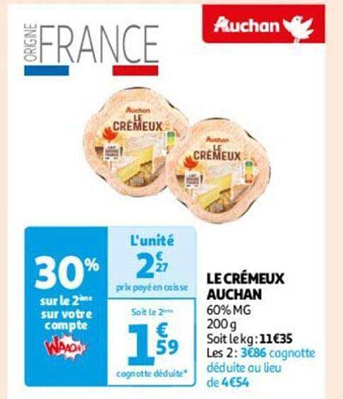 Promo Le Crémeux Auchan chez Auchan Direct - iCatalogue.fr