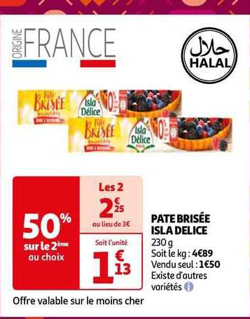 Promo Pâte Brisée Isla Délice chez Auchan - iCatalogue.fr