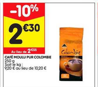 Promo Café Moulu Pur Colombie chez Leader Price - iCatalogue.fr
