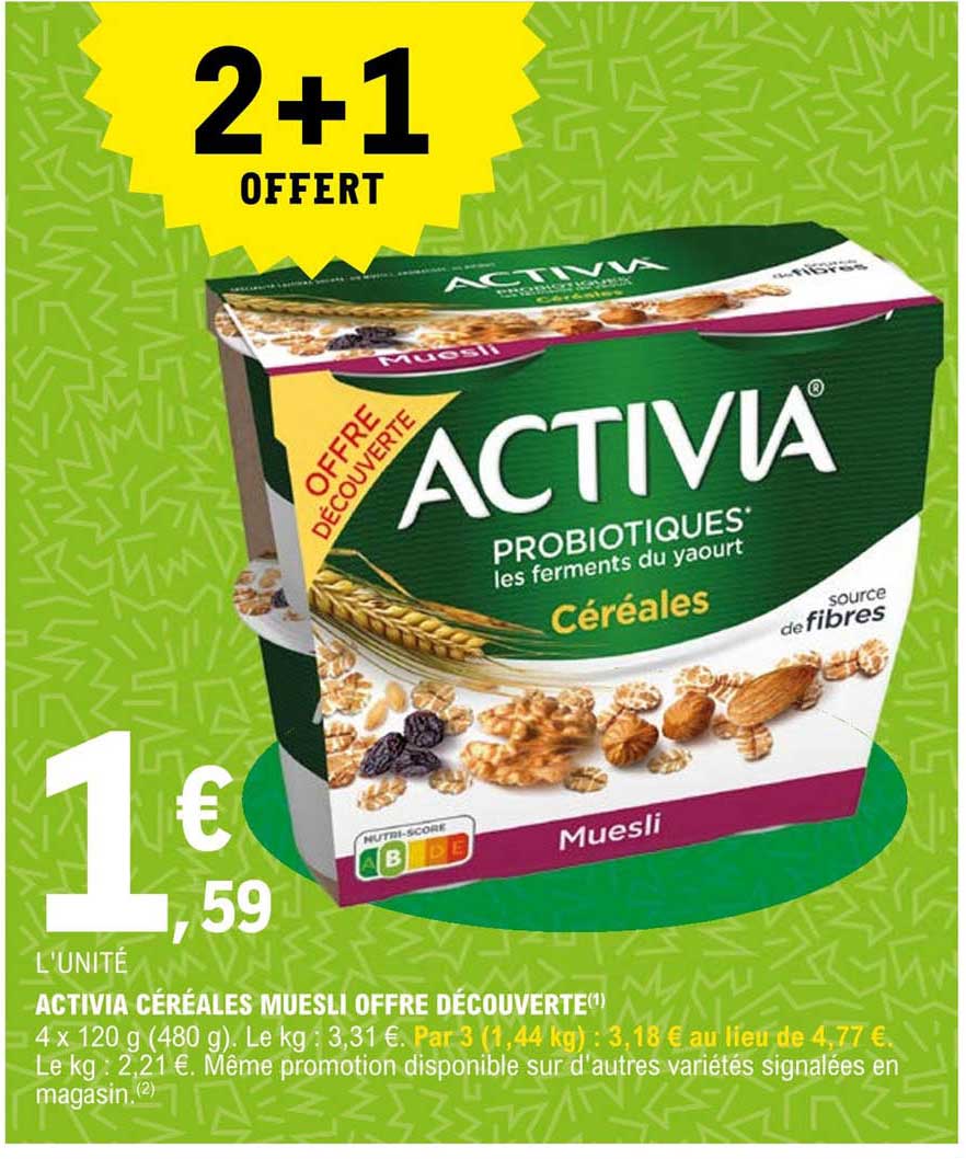 Promo Activia Céréales Muesli Offre Découverte chez E.Leclerc ...