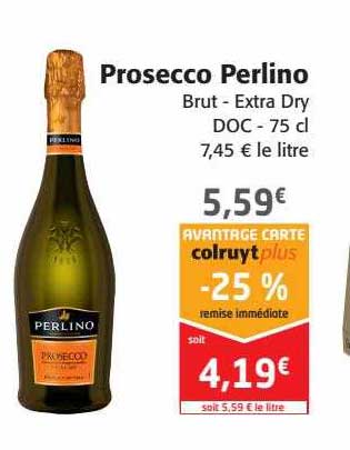 Promo Prosecco Perlino Brut - Extra Dry chez Colruyt - iCatalogue.fr