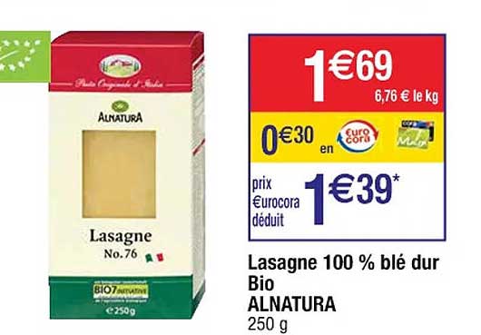Promo Lasagne % Blé Dur Bio Alnatura chez Cora - iCatalogue.fr