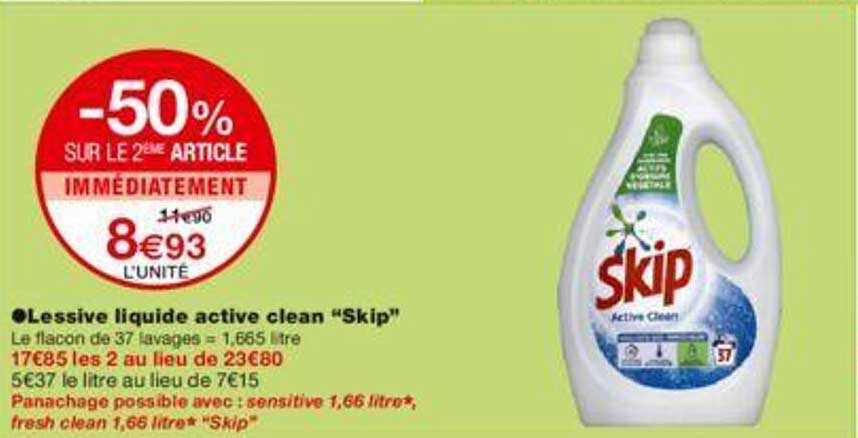 Promo Lessive Liquide Active Clean "skip" chez Monoprix - iCatalogue.fr