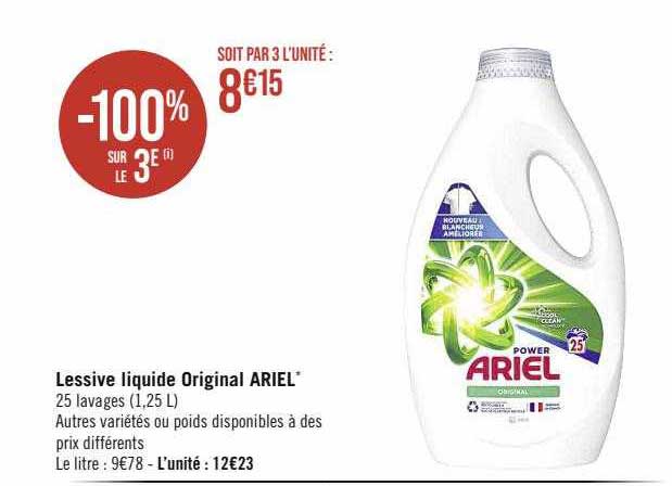 Promo Lessive Liquide Original Ariel chez Casino Supermarchés ...