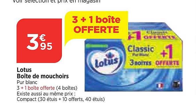 Promo Lotus Boîte De Mouchoirs chez Maximarché - iCatalogue.fr
