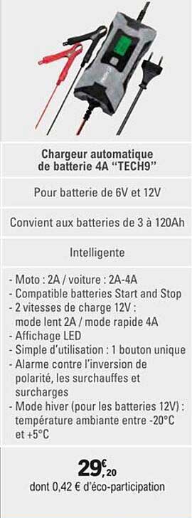 Promo Chargeur Automatique Da Batterie 4a "tech9" chez E.Leclerc L'Auto - iCatalogue.fr