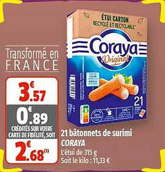 Promo 21 Bâtonnets De Surimi Coraya chez Coccimarket - iCatalogue.fr