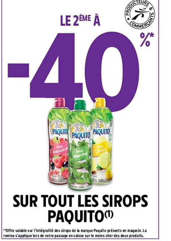 Promo Sirops Paquito chez Intermarché - iCatalogue.fr