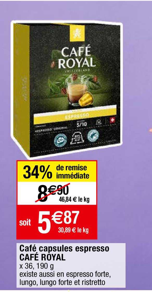 Promo Café Capsules Espresso Café Royal chez Migros France - iCatalogue.fr