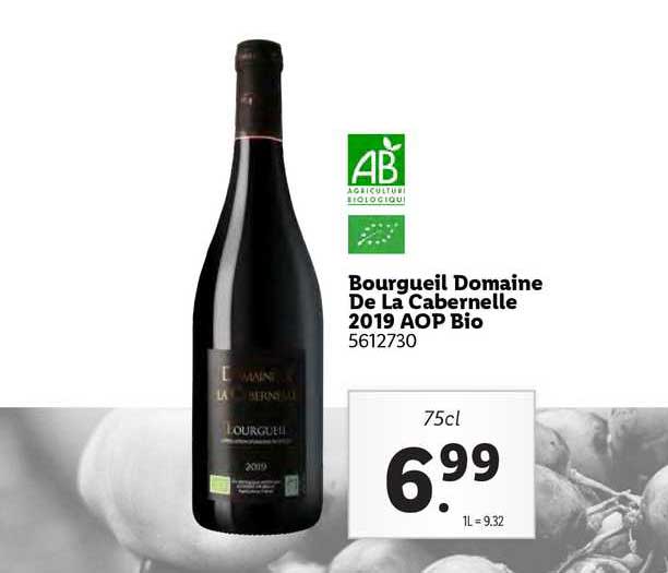 Promo Bourgueil Domaine De La Cabernelle 2019 Aop Bio chez Lidl - iCatalogue.fr