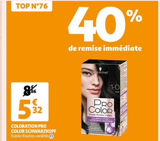 Promo Coloration Pro Color Schwarzkopf chez Auchan - iCatalogue.fr