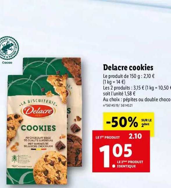 Promo Delacre Cookies chez Lidl - iCatalogue.fr