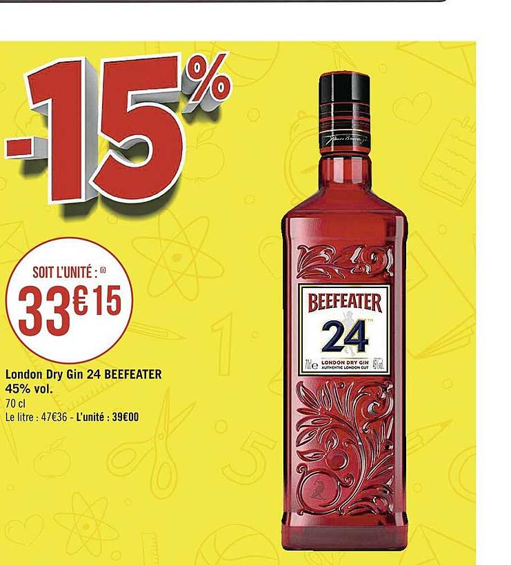 Promo London Dry Gin 24 Beefeater 45% Vol. chez Casino Supermarchés ...