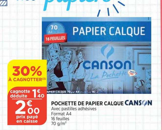 Promo Pochette De Papier Calque Canson chez Bi1 - iCatalogue.fr