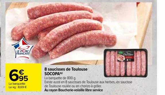 Promo 8 Saucisses De Toulouse Socopa chez Carrefour - iCatalogue.fr