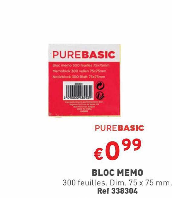 Promo Bloc Mémo Purebasic chez Trafic - iCatalogue.fr