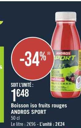 Promo Boisson Bio Fruits Rouges Andros Sport chez Géant Casino ...