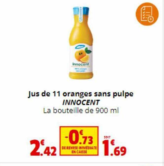 Promo Jus De 11 Oranges Sans Pulpe Innocent chez Coccinelle Supermarché ...