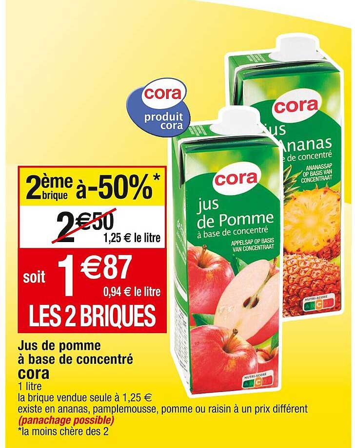 Promo Jus De Pomme à Base De Concentré Cora chez Cora - iCatalogue.fr
