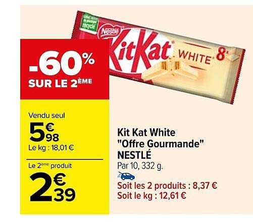 Promo Kit Kat White "offre Gourmande" Nestlé chez Carrefour - iCatalogue.fr