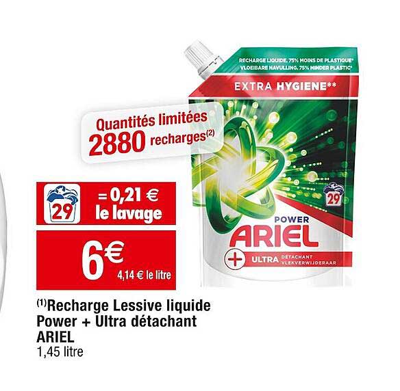Promo Recharge Lessive Liquide Power + Ultra Détachant Ariel chez Cora ...