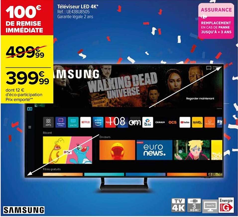 Promo T l viseur Led 4k 108 Cm Samsung Chez Carrefour ICatalogue fr Promo T l viseur Led 4k 108 Cm Samsung Chez Carrefour ICatalogue fr