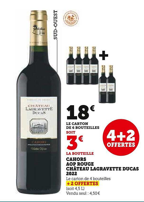 Promo Cahors Aop Rouge Château Lagravette Ducas 2022 chez U Express ...
