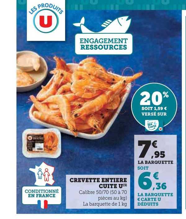 Promo Crevette Entière Cuite U chez U Express - iCatalogue.fr
