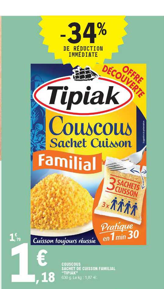 Offre Couscous Sachets Cuisson Tipiak chez Cora