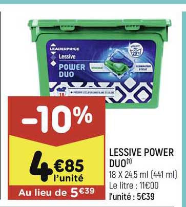 Promo Lessive Power Duo chez Leader Price - iCatalogue.fr