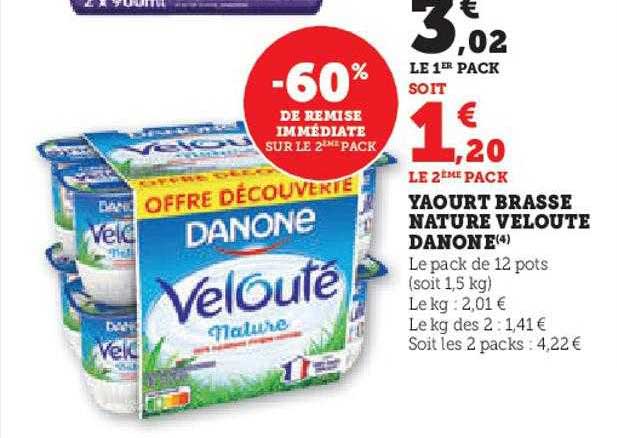Promo Yaourt Brassé Nature Velouté Danone chez Hyper U - iCatalogue.fr