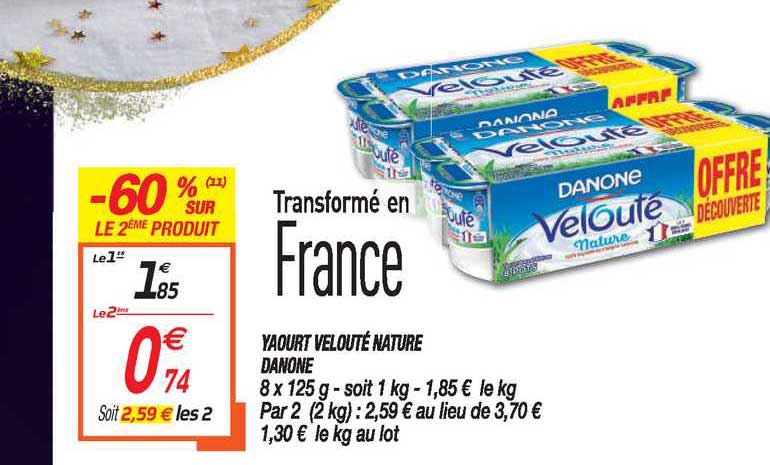 Offre Yaourt Velouté Nature Danone -60% Sur Le 2e chez Netto