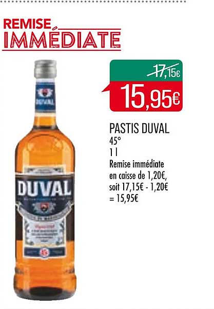Offre Pastis Duval 45° chez Super U