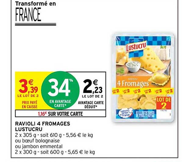 Offre Ravioli 4 Fromages "lustucru" chez E Leclerc